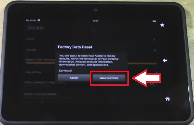 Hard reset Kindle Fire HD: restore factory settings