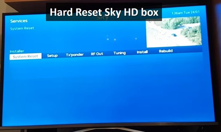 Hard Reset Sky HD box: system reset using remote control